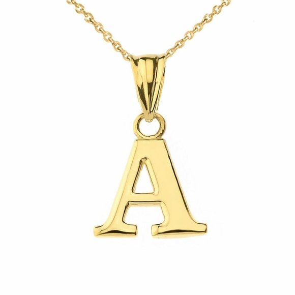 Element Shine | Jewelry | K Solid Gold Small Mini Initial Letter A ...